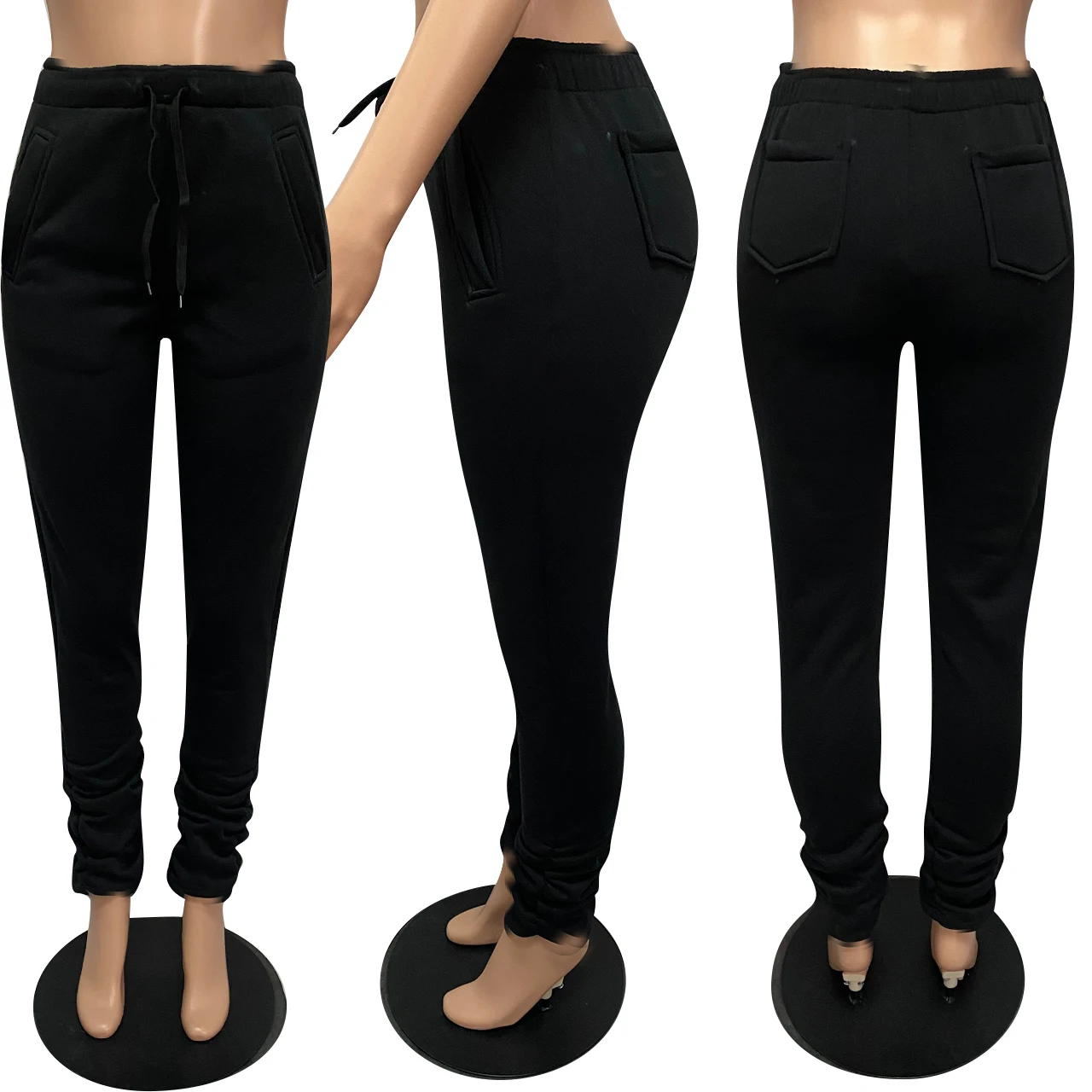 Women Stacked Pants Winter Thick Stack Sweat Pants Fashion Sporting ...