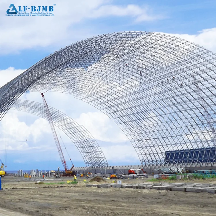 Famous Customized Light Steel Space Frame Coal Storage Shed Curved Roof ...