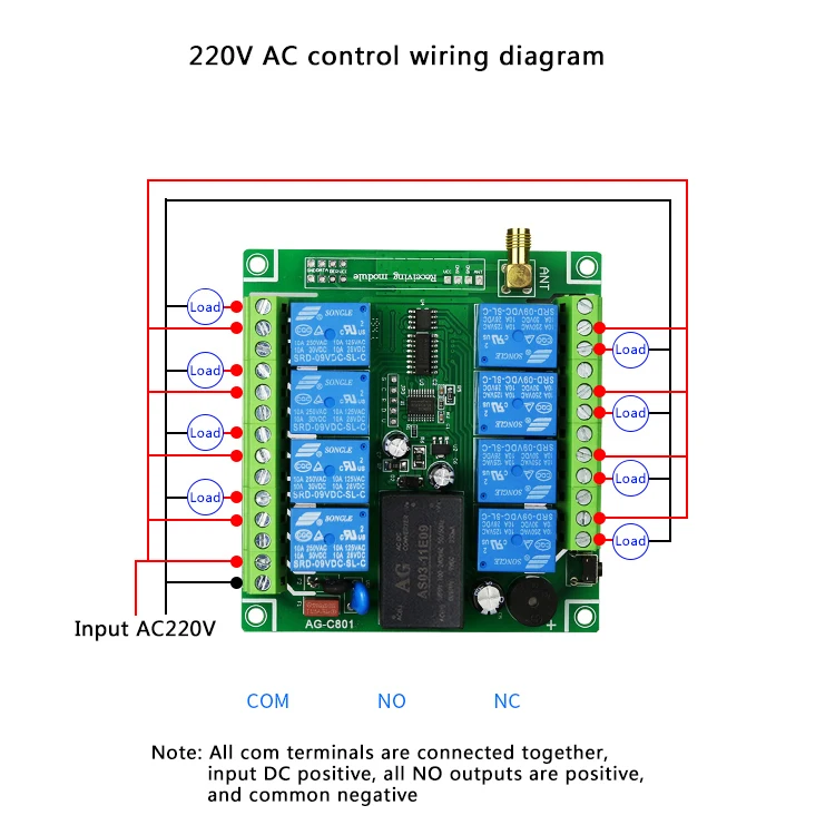 8CH Universal Wireless Remote Control Switch - DC12V/24V or AC220V