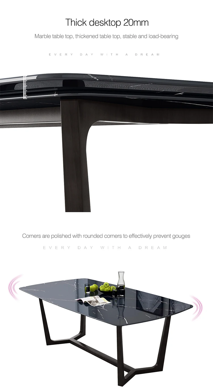 Nordic Marble Dining Table Modern Simple Small Flat Rectangular Solid ...