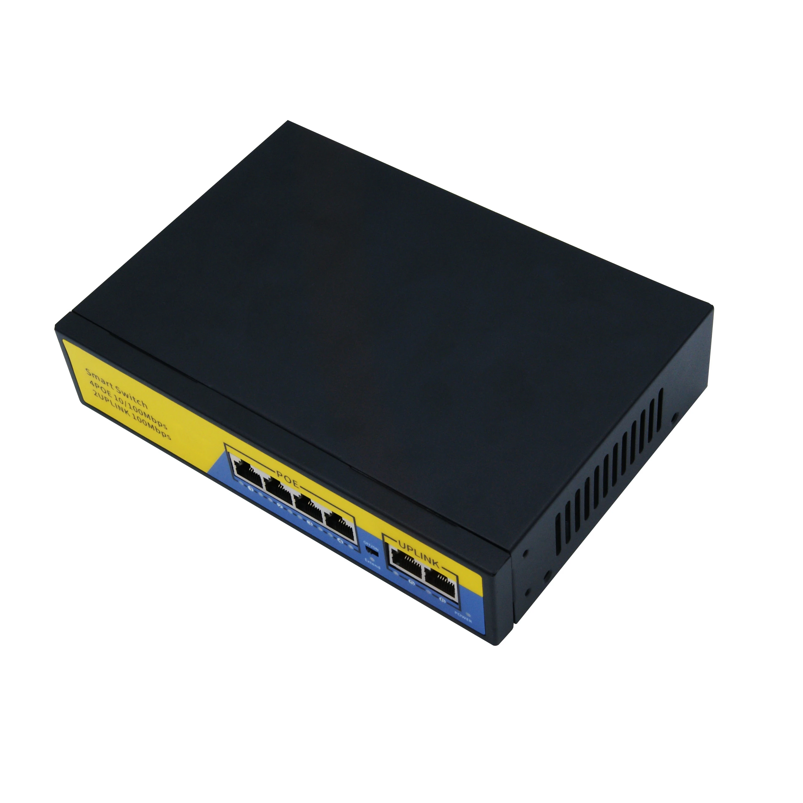Poe Switch 4 Port Rj45 2 Uplink Plug And Play Metal 802.3at/af 100mbps ...