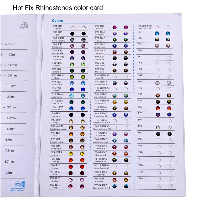 Blinginbox Color Chart - over 95 Colors of Rhinestones