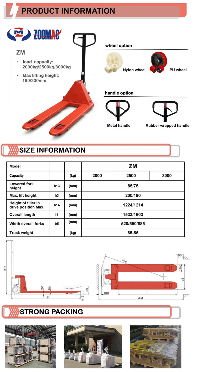 Multifunction Transpallet China 3 Ton Hand Pallet Truck/3000kg ...