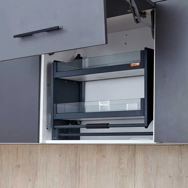 Overhead Wall Cabinet Pull down Storage Organizer Lift Basket System ...