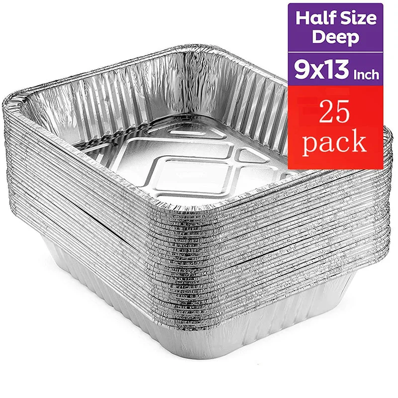 Quality 13x9 Inch Food Grade Disposable 25 Pack Half-size Aluminum Foil ...