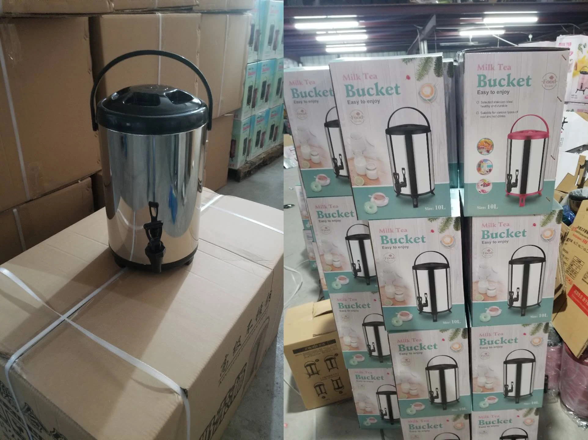 8L/10L/12L Stainless Steel Tea Bucket with Heat Preservation