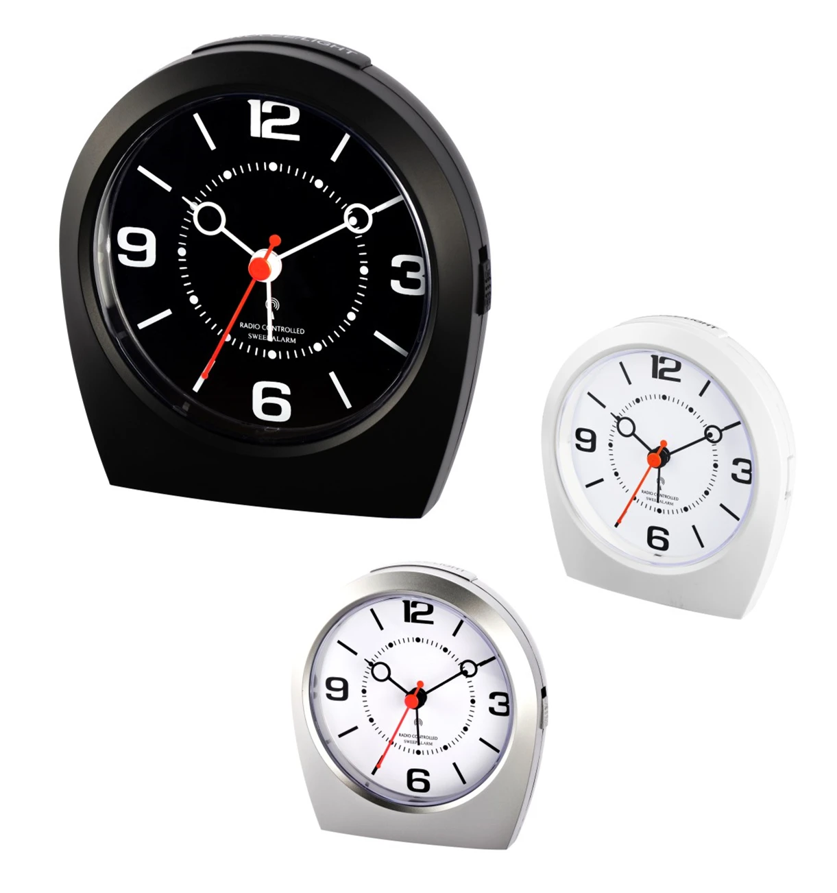 Arched DCF Radio Controlled Table Analog Alarm Clock with Super Silent ...