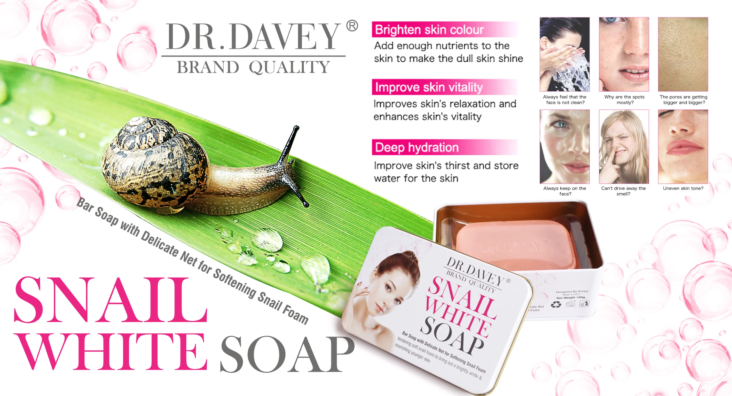 Dr.davey Snail Whitening Pure Kojic Acid Skin Brightening Soap For ...