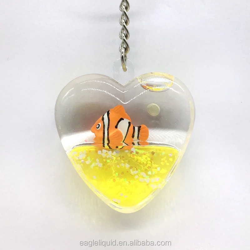 OEM Heart Liquid Keychain - Cute 3D Floaty Water Keyring
