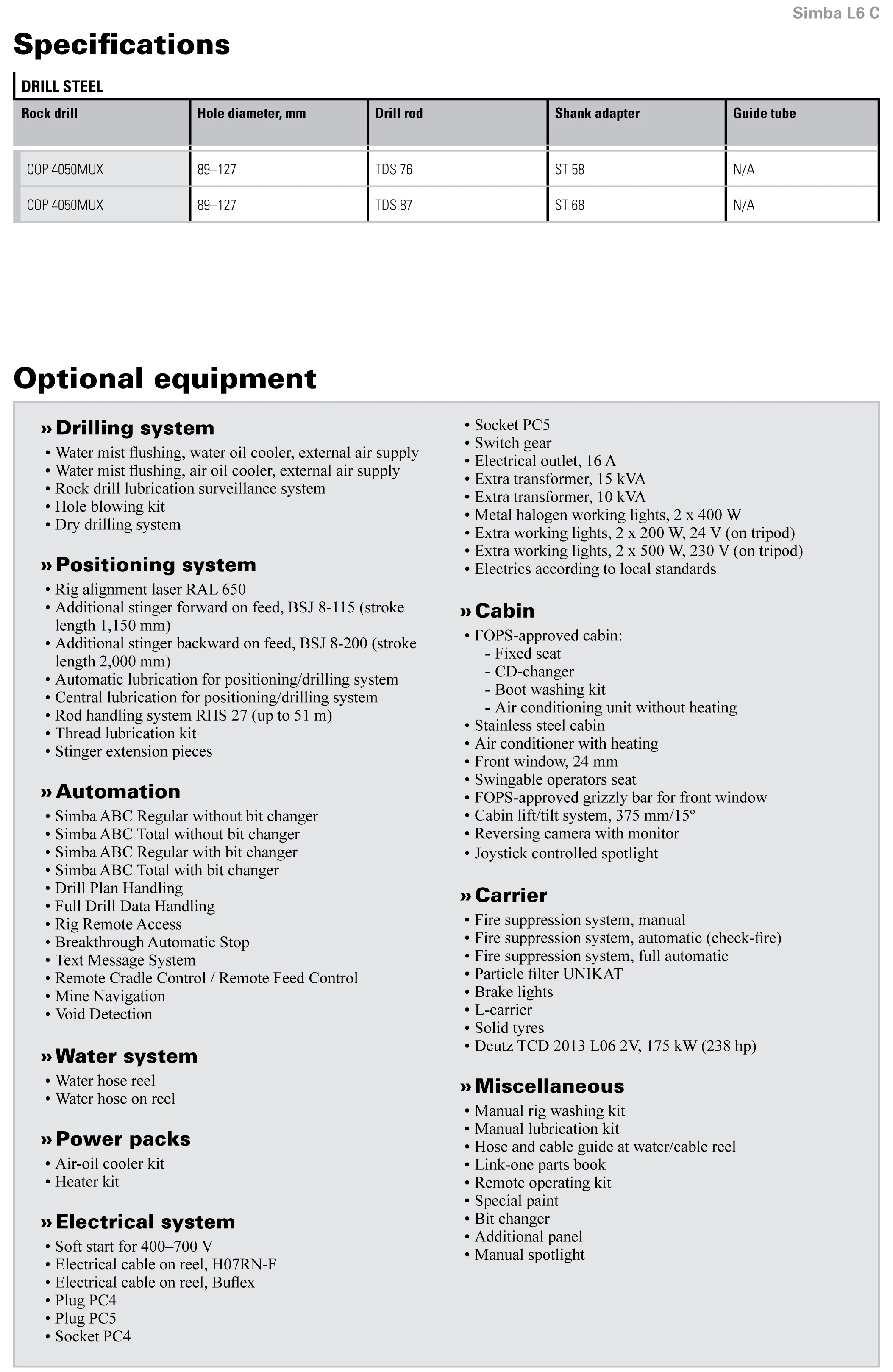Atlas Copco Production Drill Rigs Simba L6 C - Buy Atlas Copco,Drill ...
