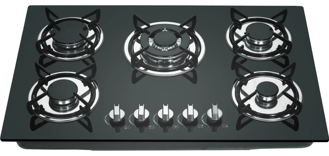 5 Burners Tempered Glass Panel Built-in Gas Stove - GUA