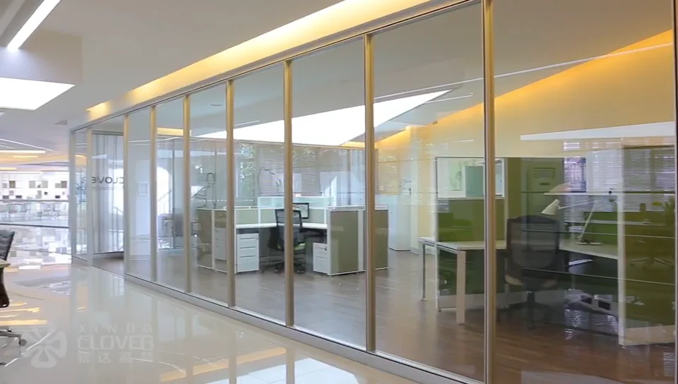 Soundproof Full High Louver Glass Partition Wall System With Blind ...