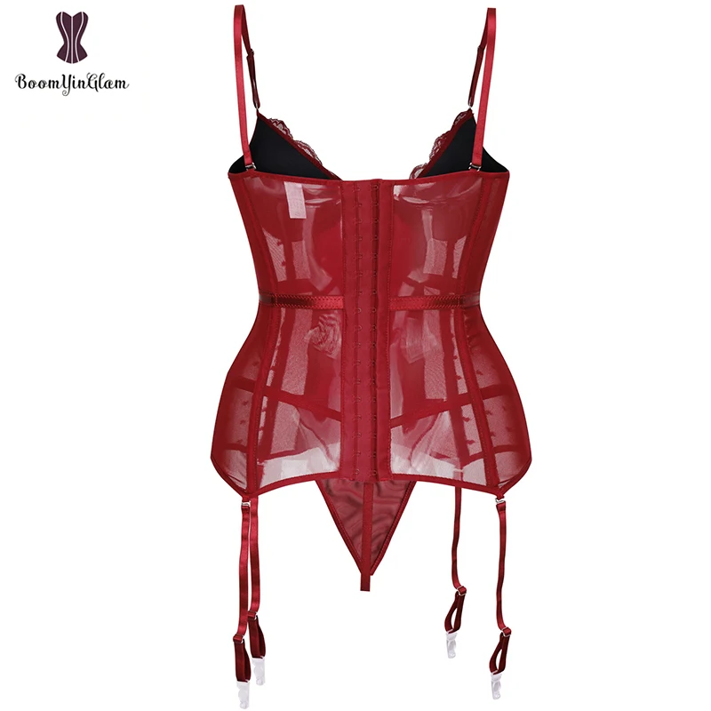 8 Plastic Bones Sexy Transparent Bra Shapewear Mesh Bustier