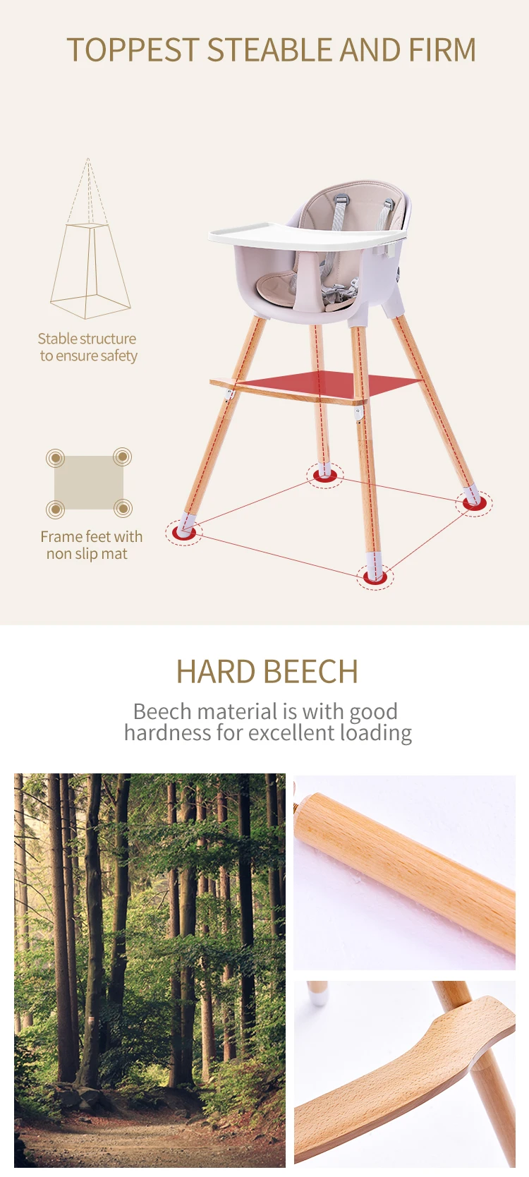 European Standard Wholesale Multi-function Wooden Baby High Chair For ...