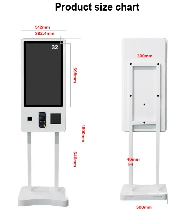Fast Food Cafe Self-Service Desk Kiosk - Top Display OEM