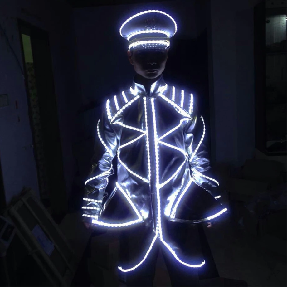 Party Nightclub Men Luminous Costume Stage Dance Costumes Show LED ...
