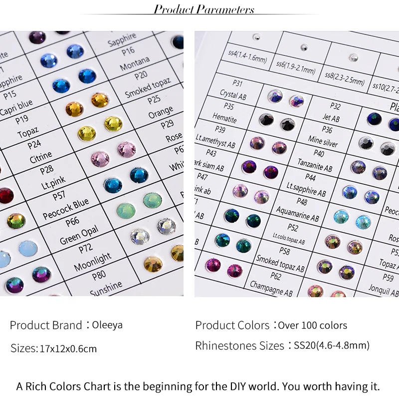 Blinginbox Color Chart - over 95 Colors of Rhinestones