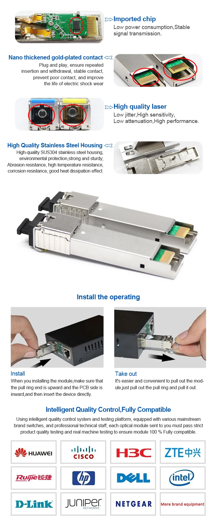 Single Mode Sc Connector Optical Fiber Transceiver Huawei Compatible ...