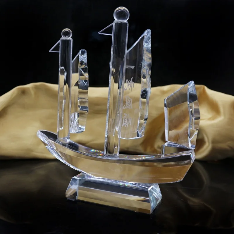 Clear Crystal Sailing Boat Figurine,Antique Model Sailing Boat ...