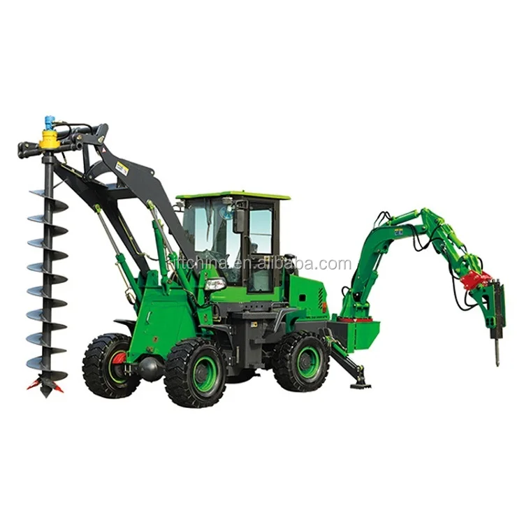 Multi Use 4x4 Compact Tractor Backhoe Loader with Earth Auger