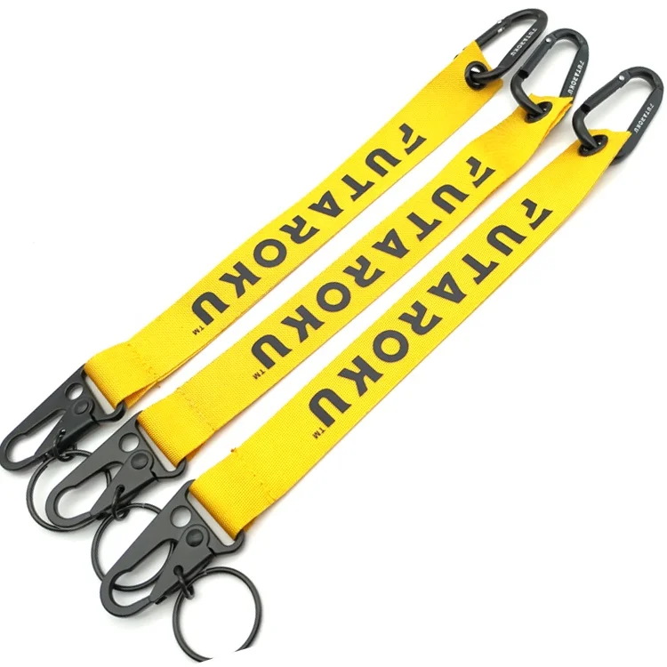 Custom Logo Nylon Webbing Short Lanyard Keychain Outdoor