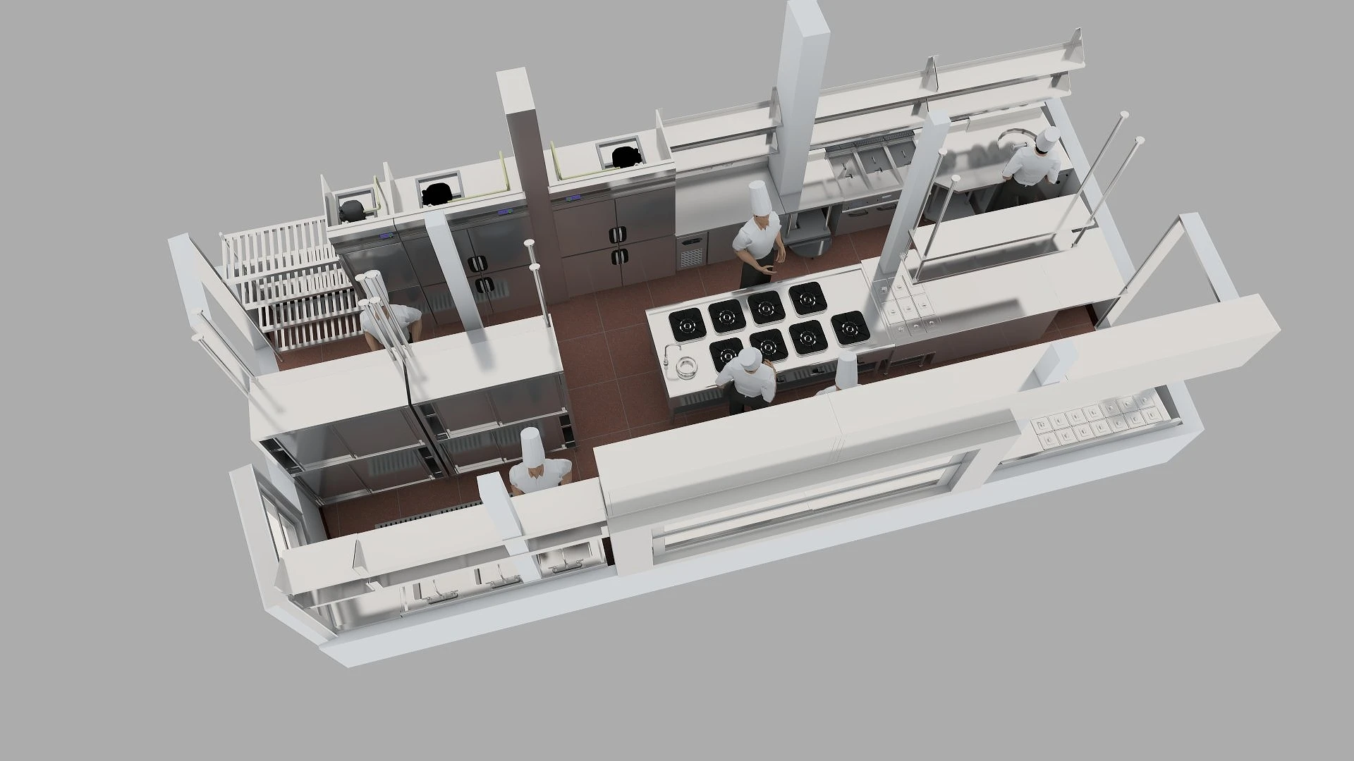 Indian Restaurant Kitchen 3D Rendering and VR Design