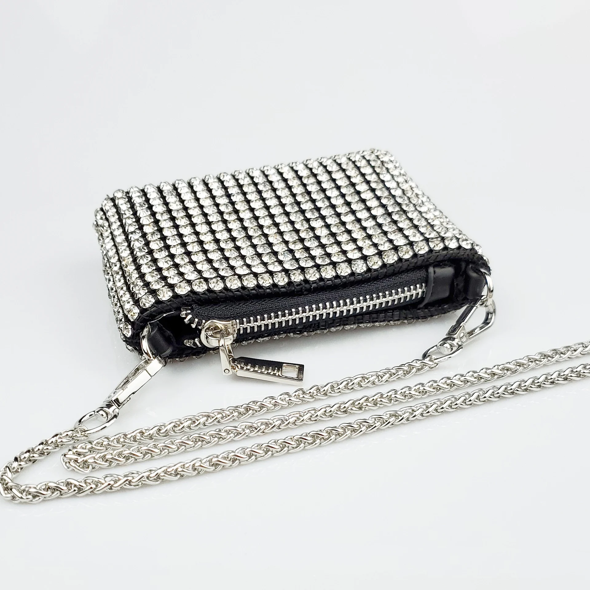 Luxury Leather Women's Full Rhinestone Clutches Bag Handbag New Fashion ...