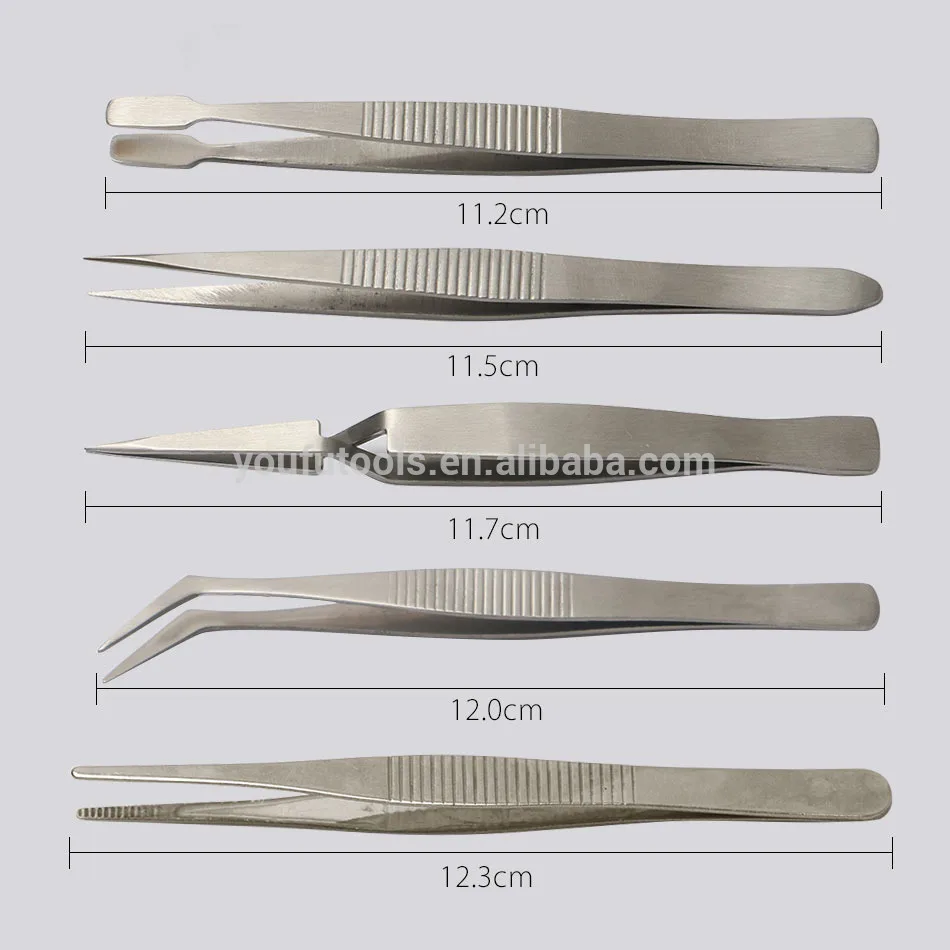 5 in 1 Electronic Tweezers Set Anti-skid Anti-static Repair Picking ...
