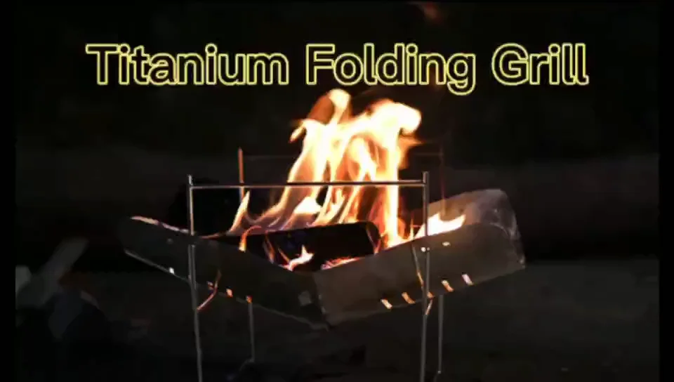 Folding Campfire Grill 2 In 1 With Frying Plate & Folding Legs Titanium ...