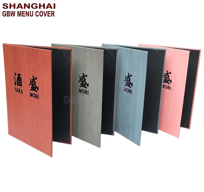 Hi Quality Genuine Leather Menu Covers A4 PU Wood Menu