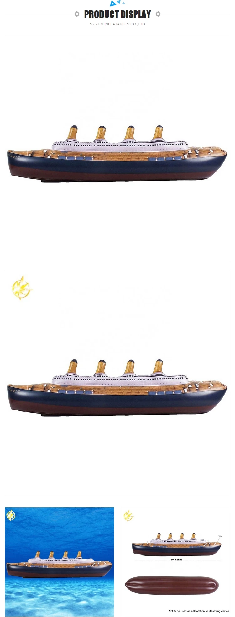 Big Titanic Inflatable Pool Boat Toys for Kid Play Toy