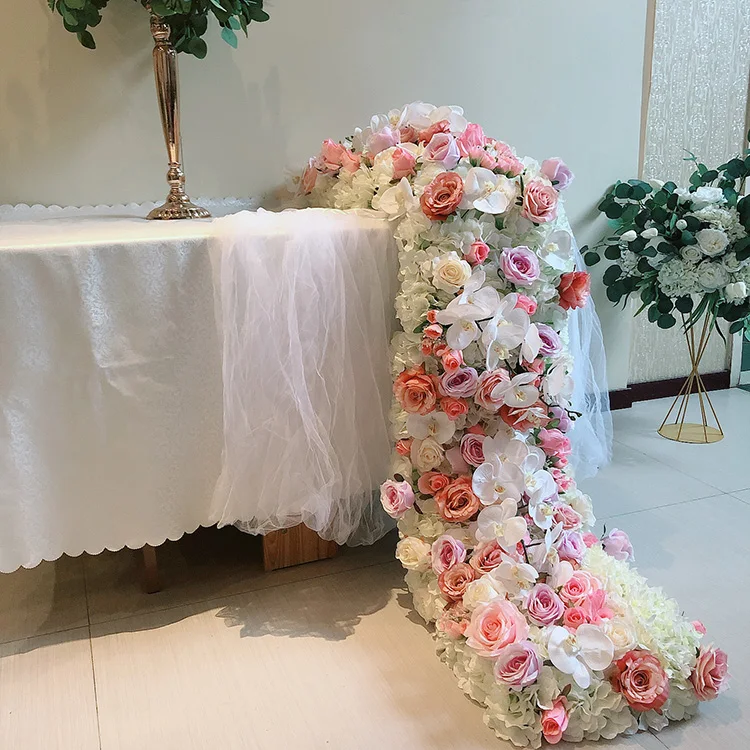 IFG Pink Color 2m*40cm Table Runner Flower Centerpieces for Wedding ...