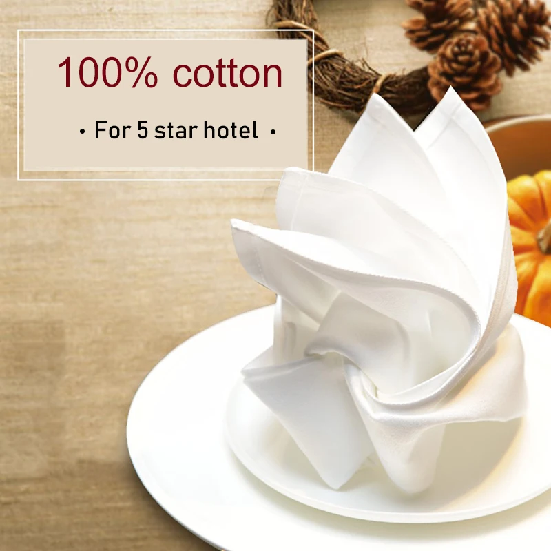 White Cotton Fabric Table Napkins For Hotel Restaurant Banquet Usage ...