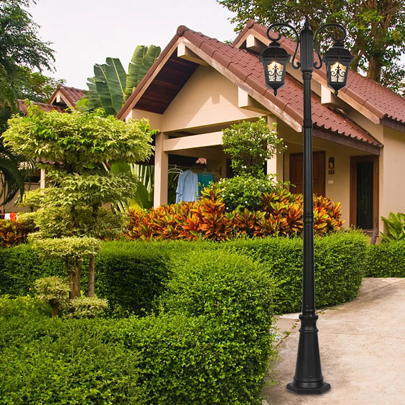 3m Double Head Classic Retro Aluminum Garden Decorative Courtyard Lamp ...