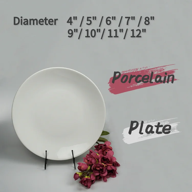 4-12Inch Dinner Plate Porcelain Ceramic White Tray Plate Wedding Oem ...