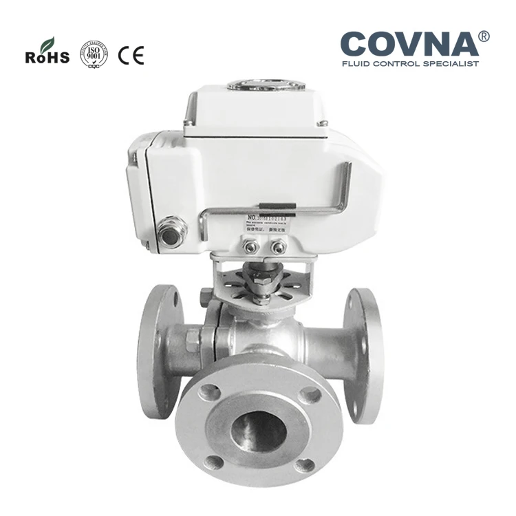 Covna Food Grade Motorized Valves 4-20ma Stainless Steel 1 Inch 3 Way ...