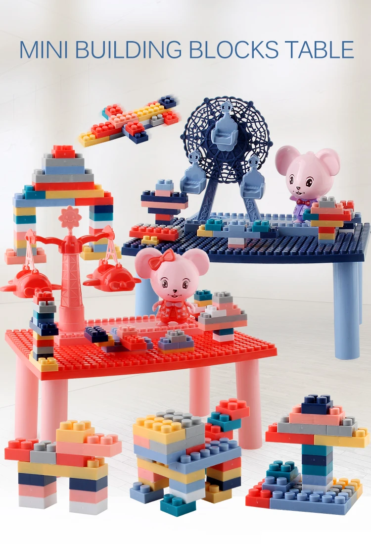 Plastic Building Blocks Table Toy Set Multifunctional Creative Diy ...