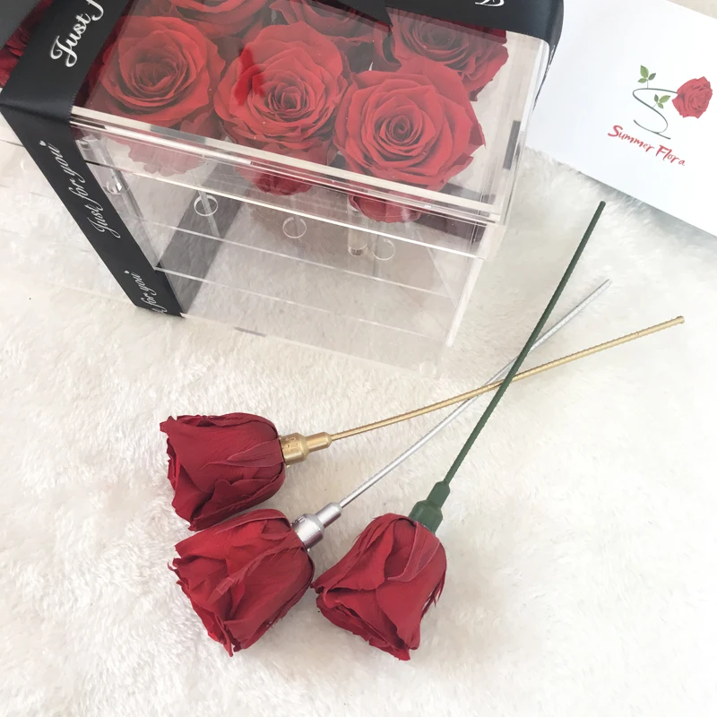 Wholesale Preserved Roses Stem Gold Silver Green Plastic Stems For ...