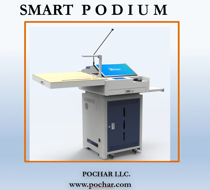 School Podium Smart Lectern Audio Visual System With Lcd Monitor 21 ...