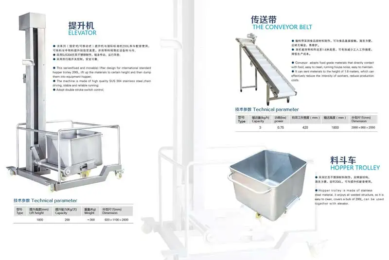 SUS304 200L Hand Cart Trolley Elevator for Meat & Food Factory