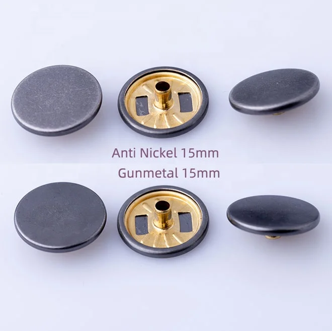 Custom Classic Metallic Button Brass Flat Cap Press Metal Snap Button ...
