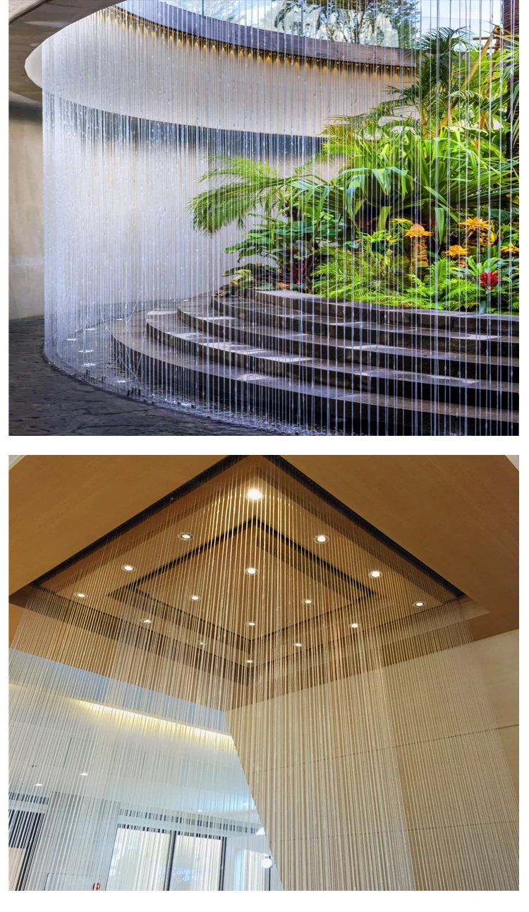 Customize Led Hotel Indoor String Water Curtain Artificial Wall Glass ...
