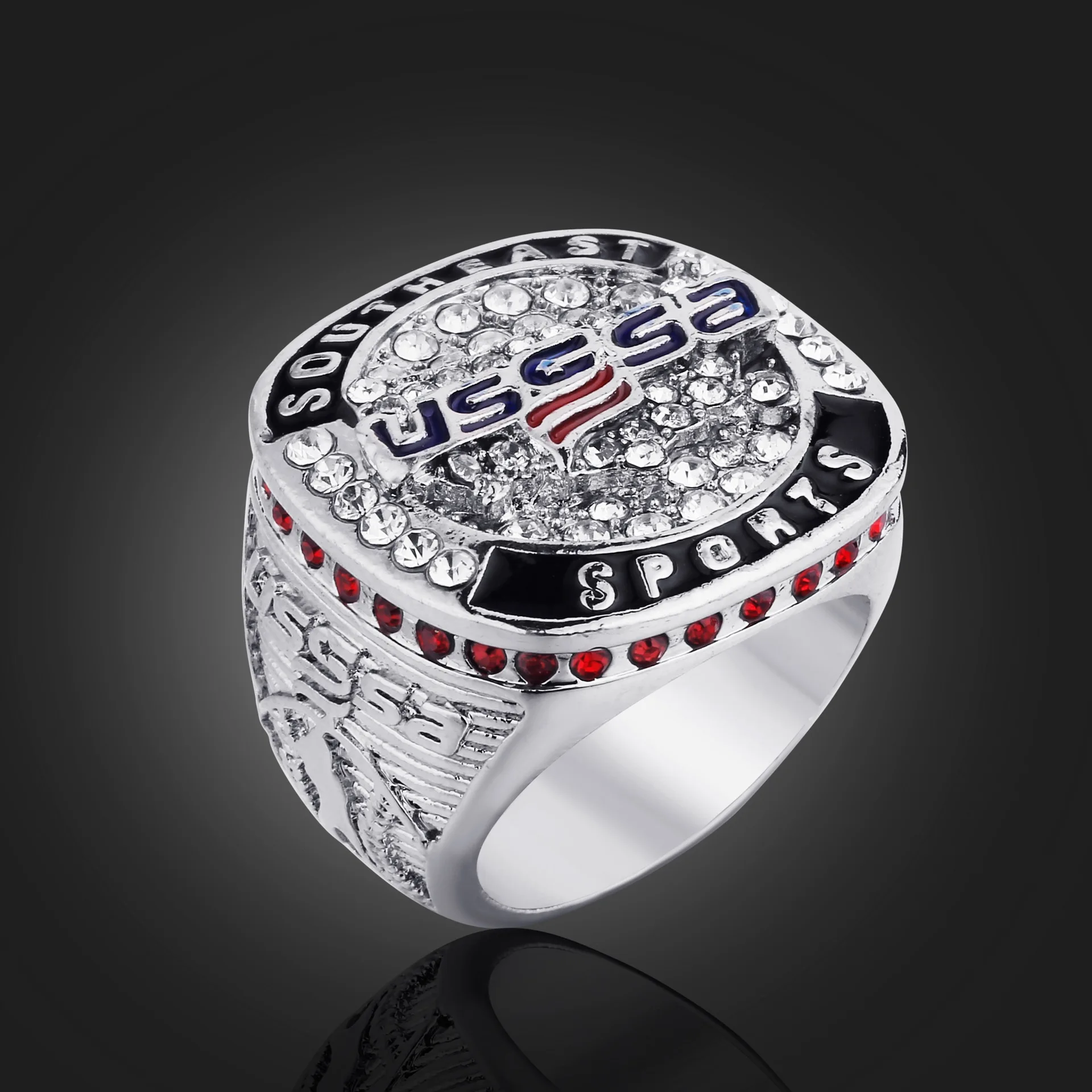 Silver Tone Custom Cheap Large Sports Ring Usssa Champion Men's Ring ...