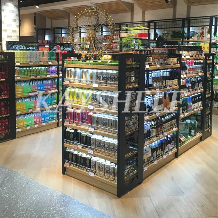 Metallic Double Sided Shelves for Retail Store Display