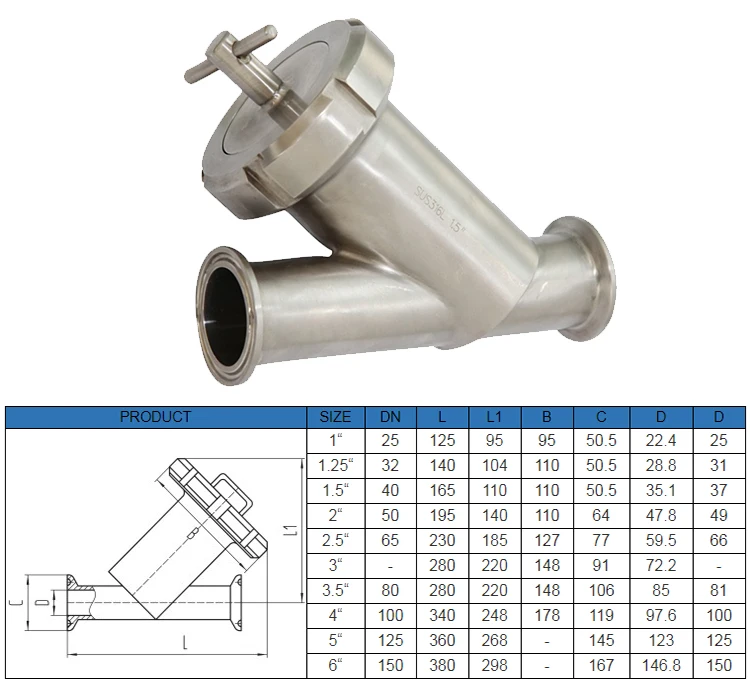 Stainless Steel Sanitary Y Type Filter Y-type Filter Stainless Steel Y ...