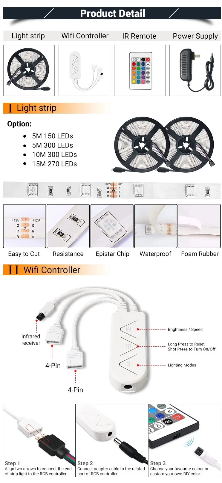 Tuya Wifi Smart Led Strip Light 5050smd 10 Meter 300leds 40w Rgb ...