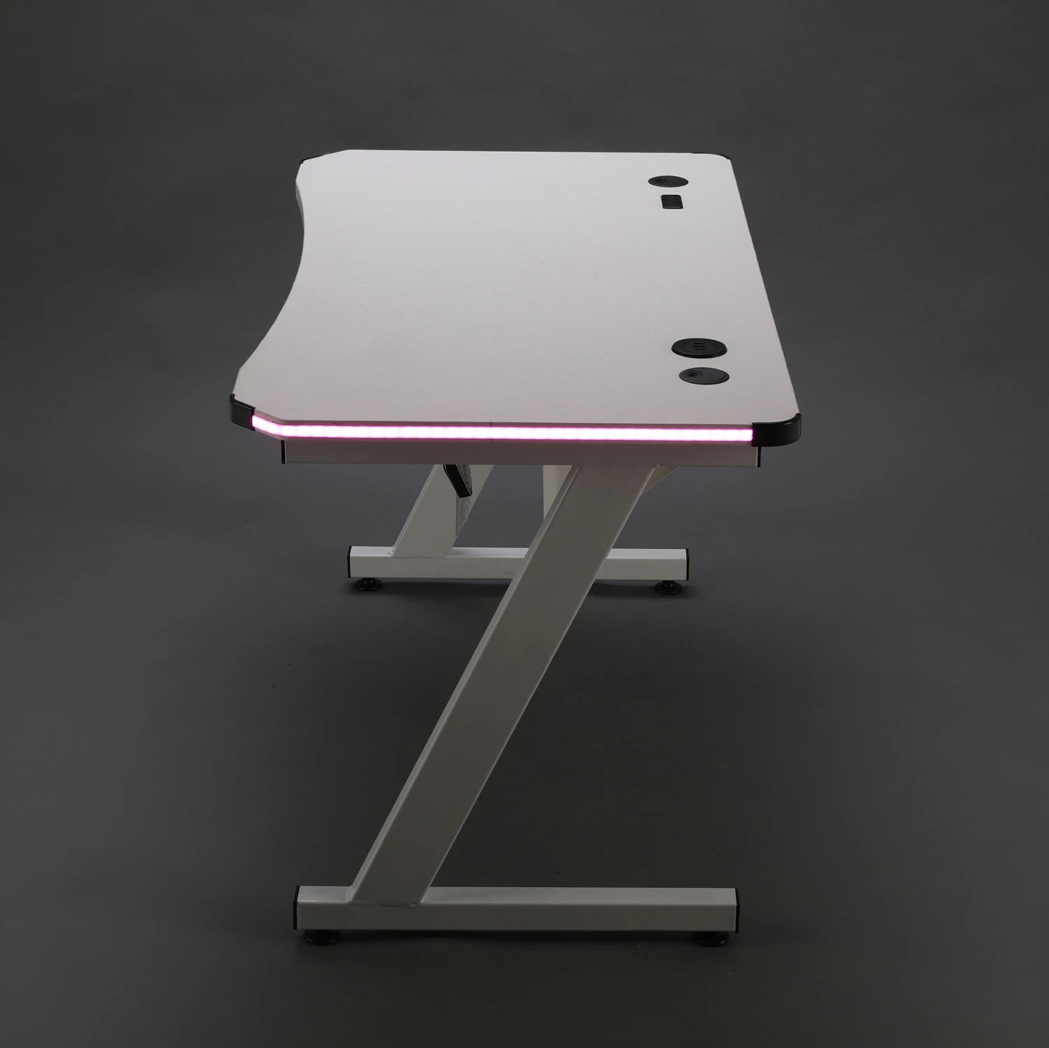 Modern White E-Sports Table with LED Light Gaming PC Desk