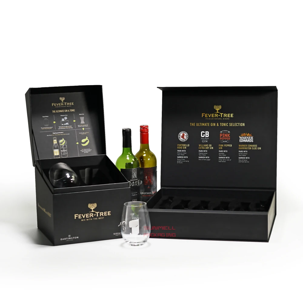 Luxury Custom Rigid Cardboard Wine Box Handmade Liquor Packaging Gift ...