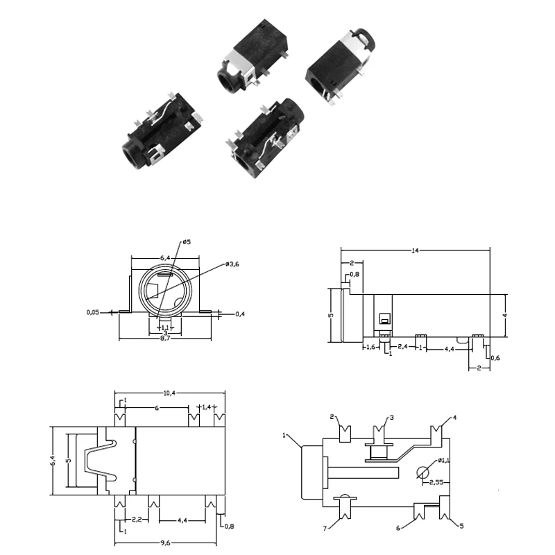 3.5 Mm SMD Audio Jack Stereo 6 Pin Phone Jack - Durable & Reliable