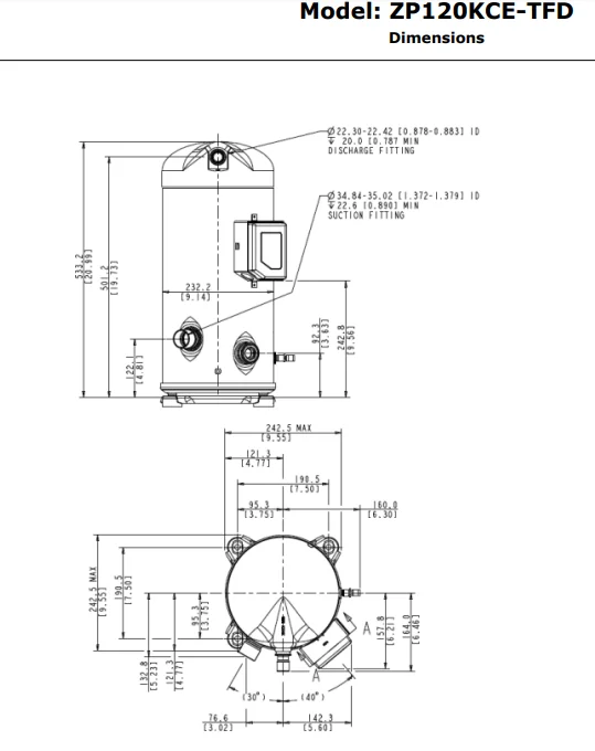 New Hermetic Scroll Compressor Zp120kce-tfd-425 For Hvac Parts Copeland ...